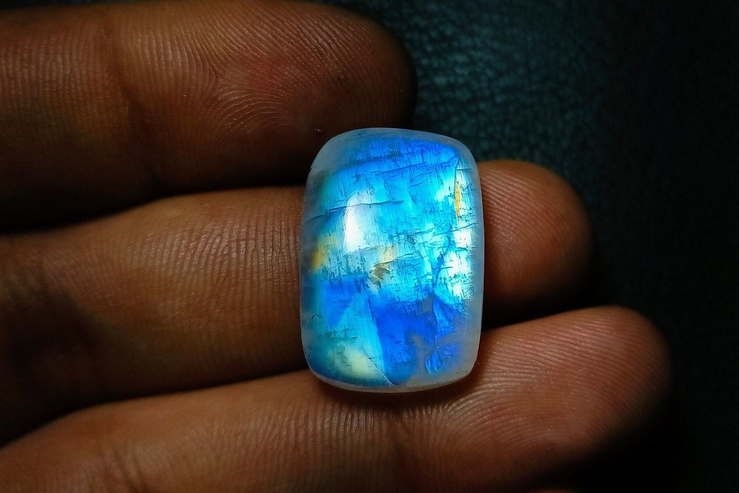 Most Beautiful ~ Blue Flashy Rainbow Moonstone Cabochon Smooth Polish ...