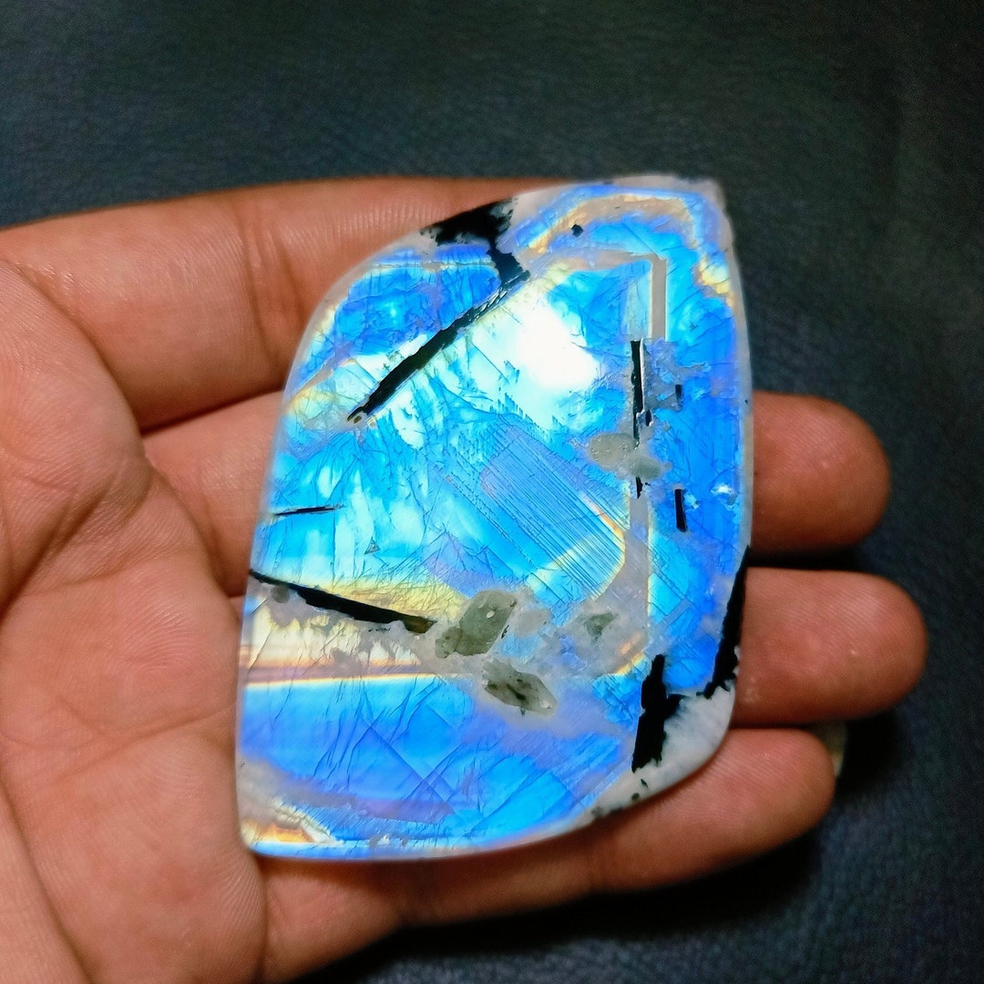 Huge Natural Blue Moonstone Stone Size: 81x48x7 MM 265CTS Both Side ...