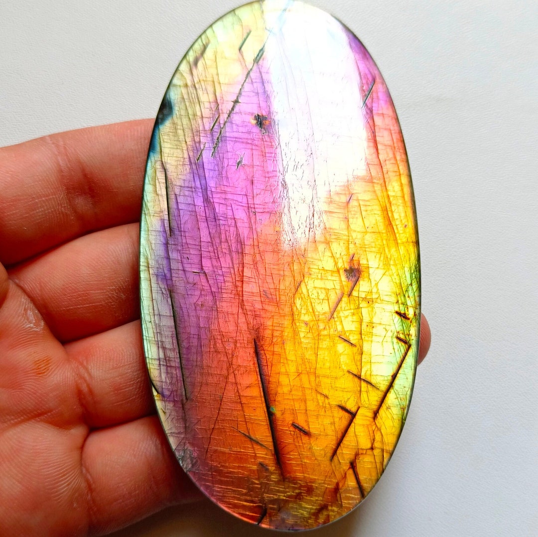 TOP Quality ~ Rainbow Fire Purple Labradorite, Oval Shape 105x54x6 Mm ...