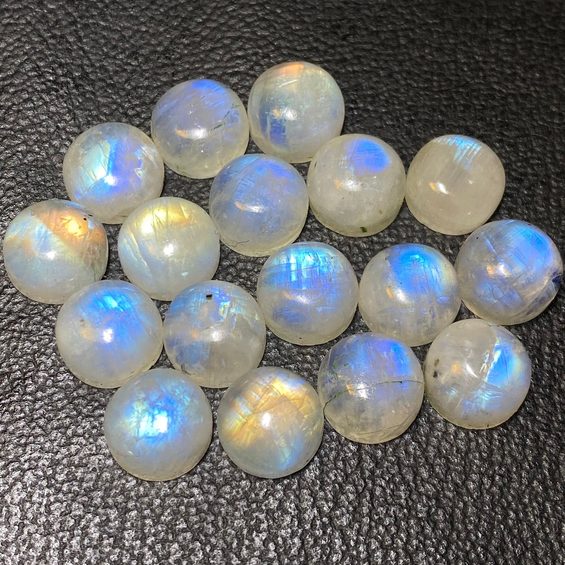 Top Grade Blue Fire Moonstone Round Shape Cabochon High Hand Polished ...