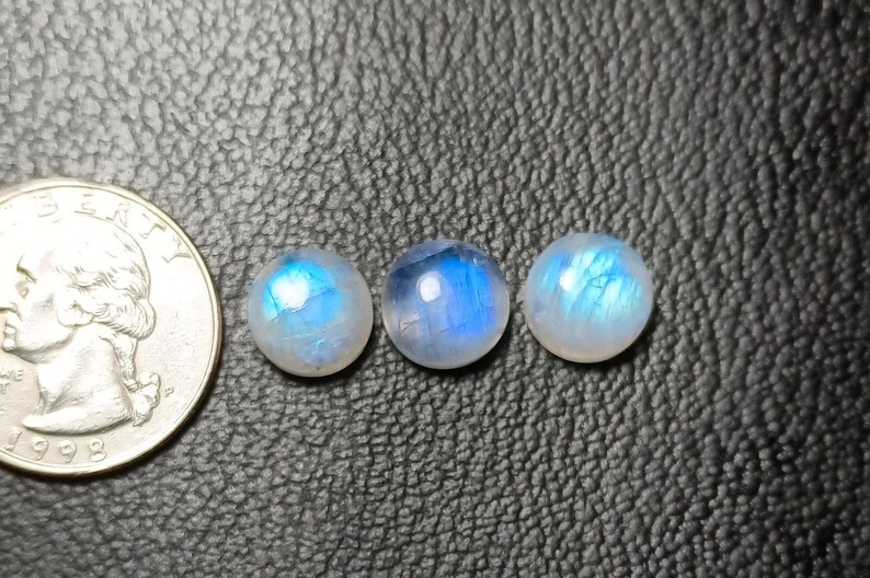 AAA+ Natural Blue Fire Rainbow Moonstone Cabochon, Both Side Polished ...