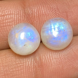 Top Grade Blue Fire Moonstone Round Shape Cabochon High Hand Polished ...
