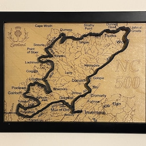 NC500 A4 Laser Engraved 3D Map of the NC 500 in Scotland Scottish ...