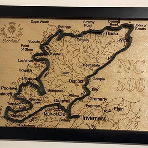 NC500 A4 Laser Engraved 3D Map of the NC 500 in Scotland Scottish ...