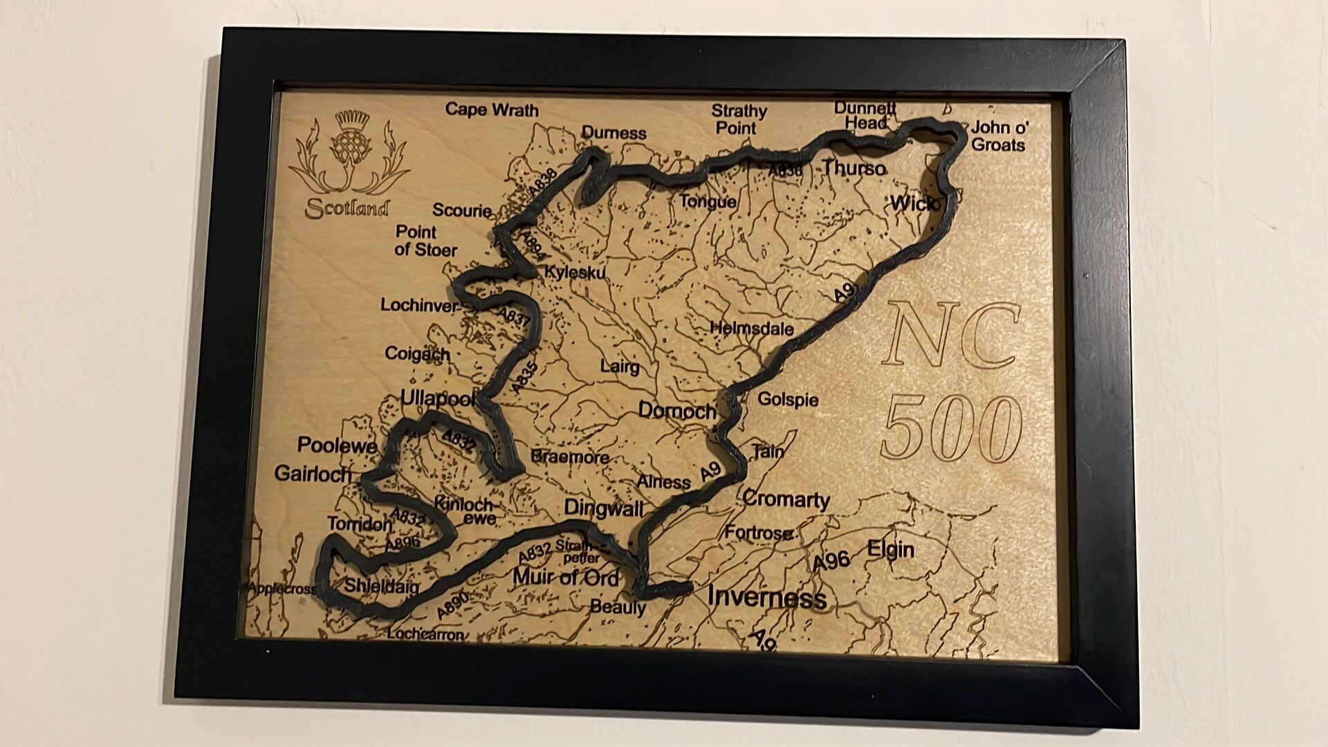 NC500 A4 Laser Engraved 3D Map of the NC 500 in Scotland Scottish ...