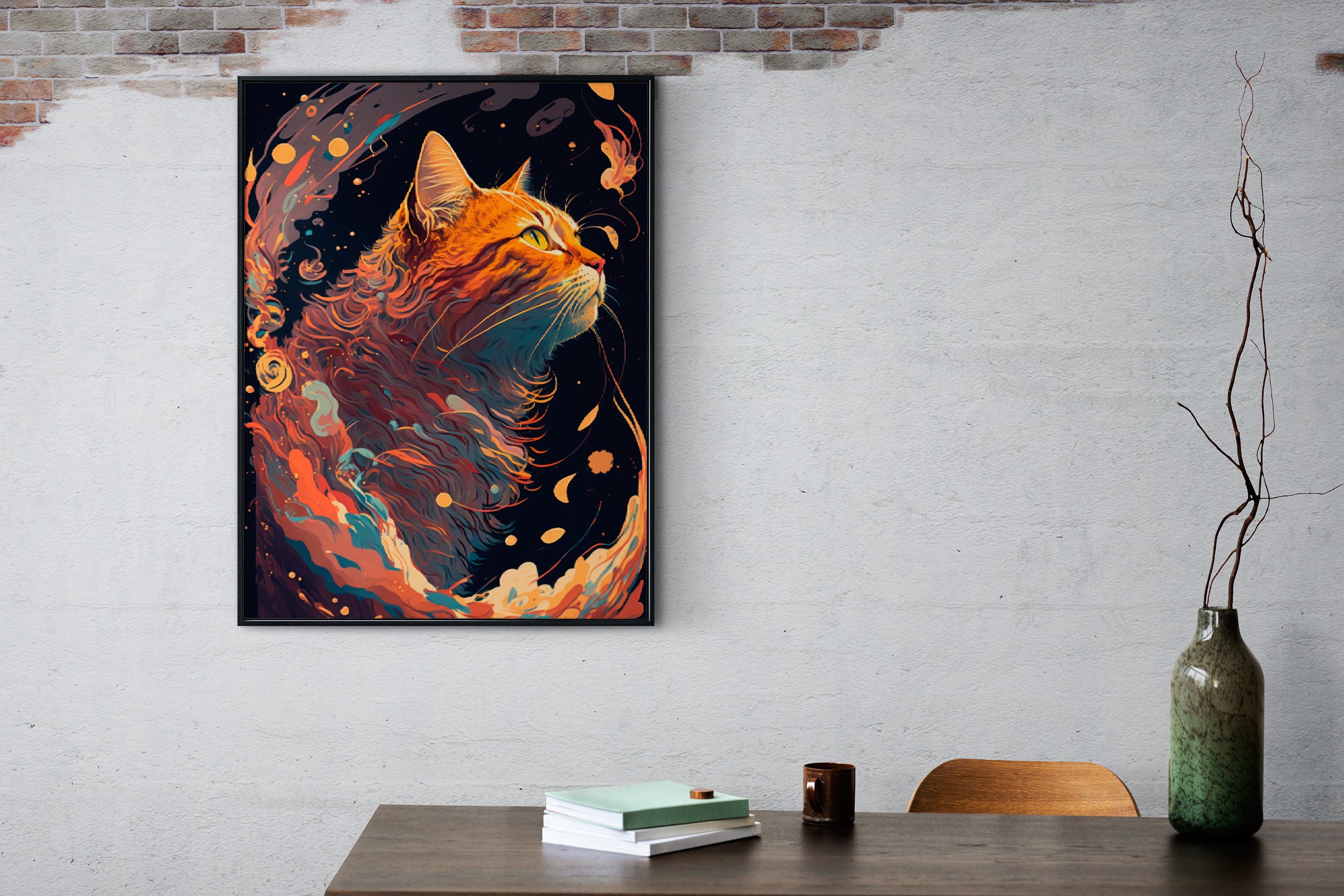 Add a Feline Touch to Your Walls With Striking Abstract Cat Art Prints ...