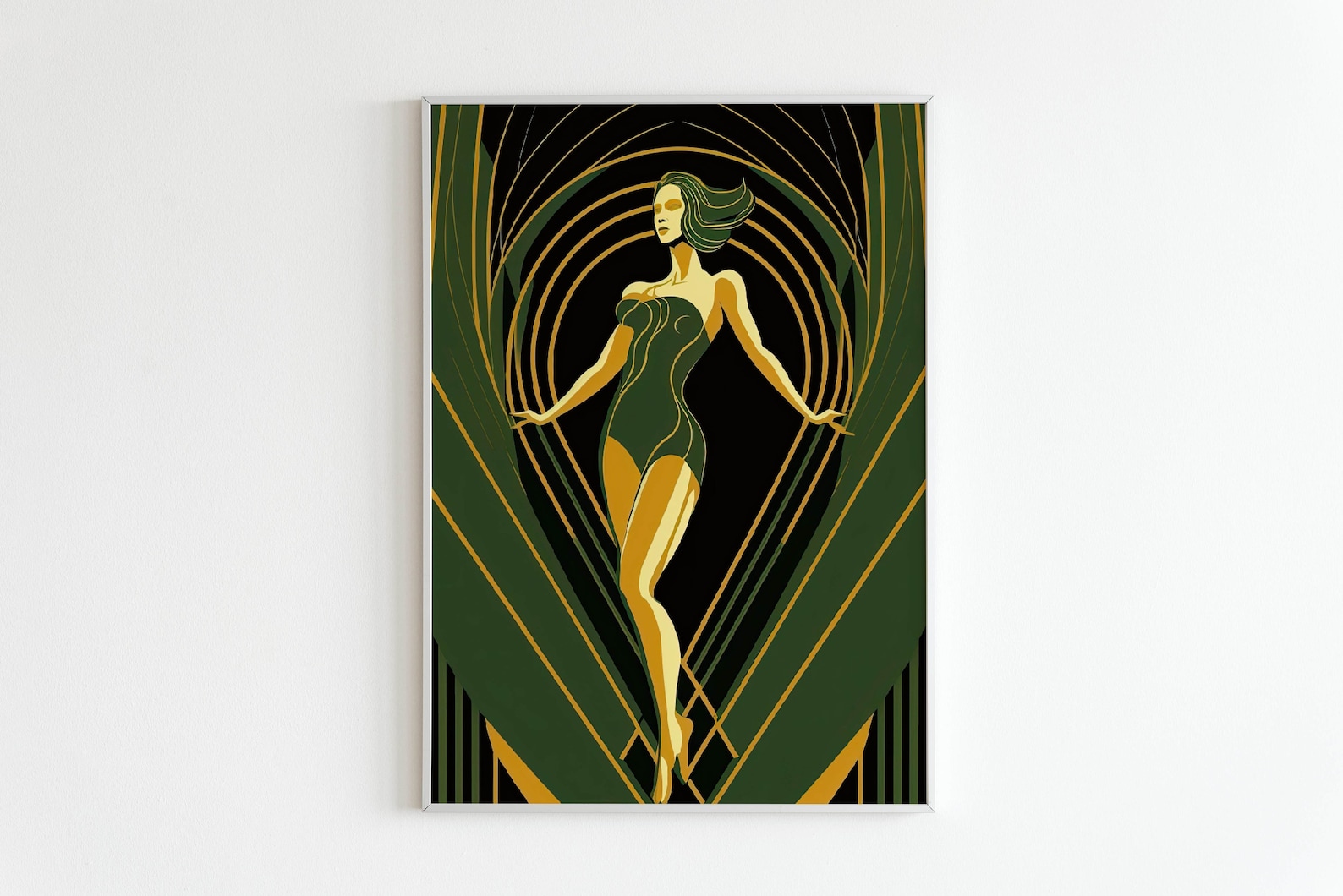 Elegant Art Deco Print: Vibrant Green & Gold Hues for Chic Wall Decor ...