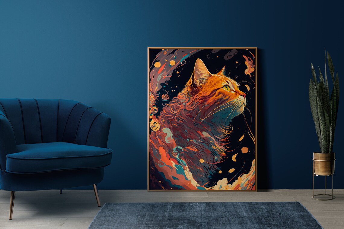 Add a Feline Touch to Your Walls With Striking Abstract Cat Art Prints ...