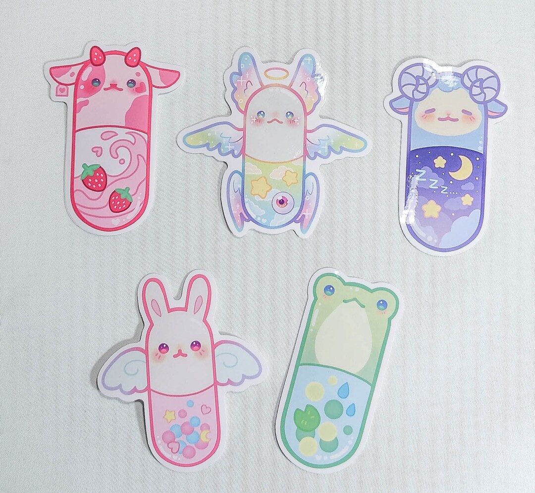 Kawaii Medication Capsules - 3" Vinyl Stickers - Etsy