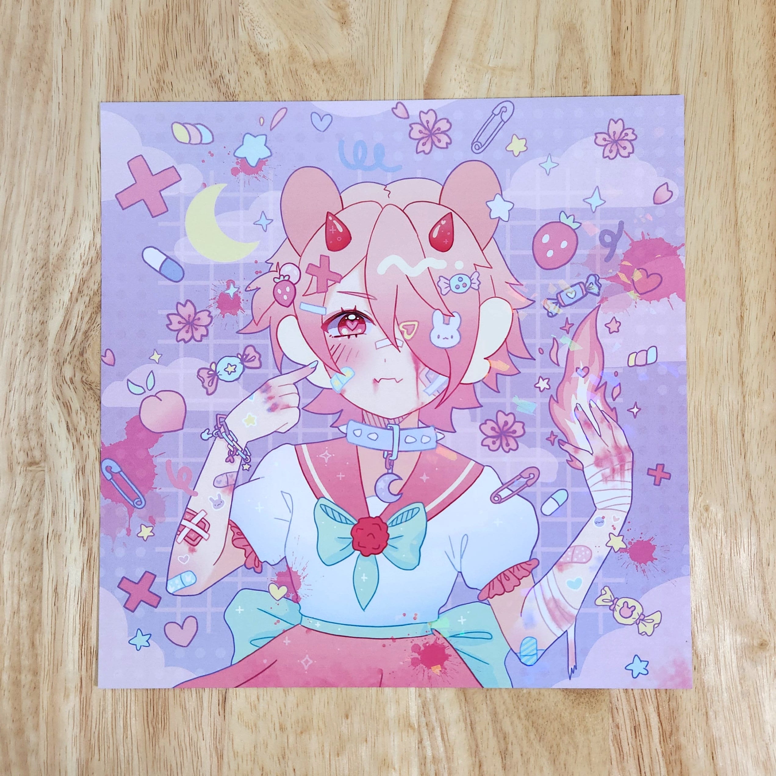 Lychee Kaiju Magical Girl Holographic 8.5x 8.5 Print - Etsy
