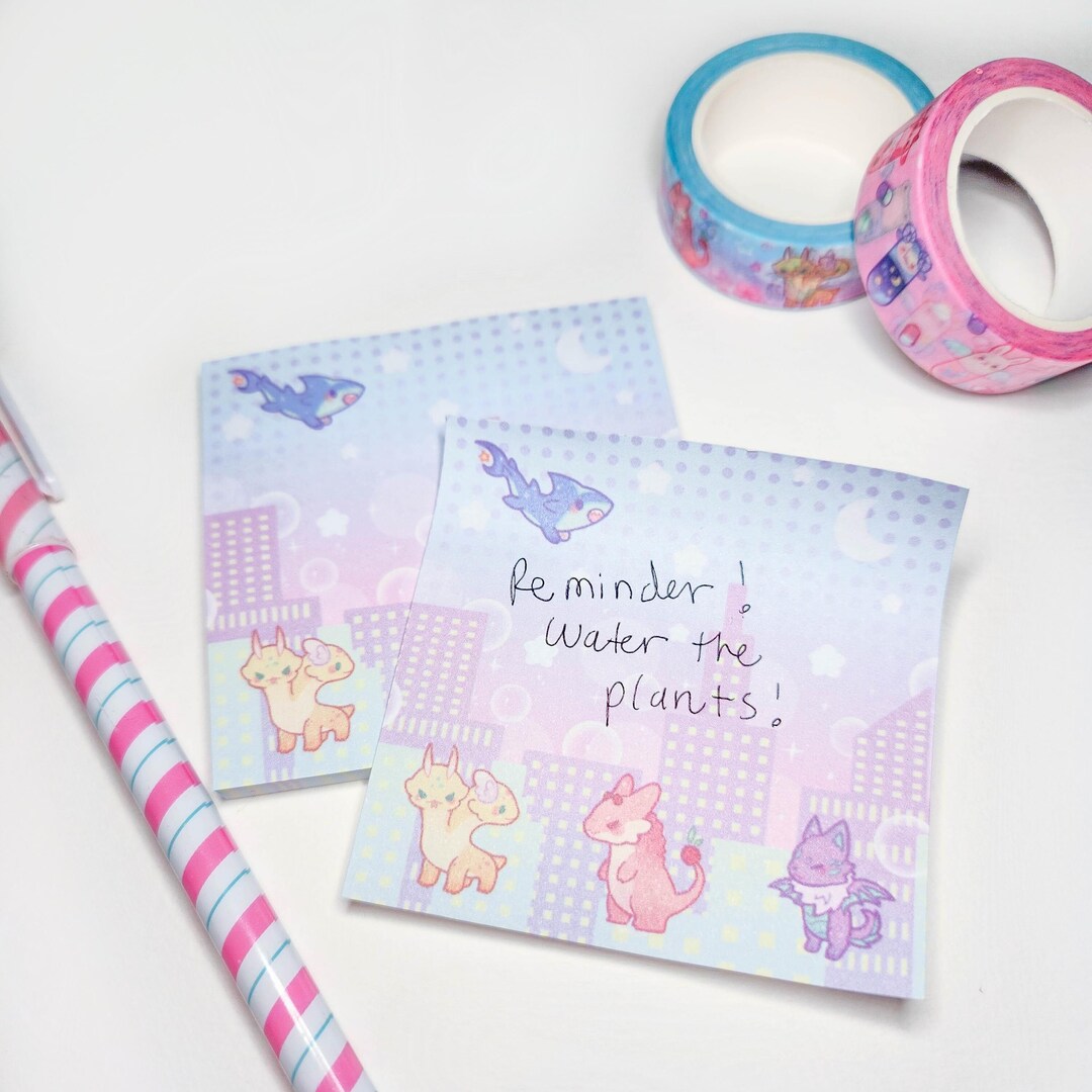 Kaiju City Sticky Notes Pad - Kawaii Stationary - Etsy