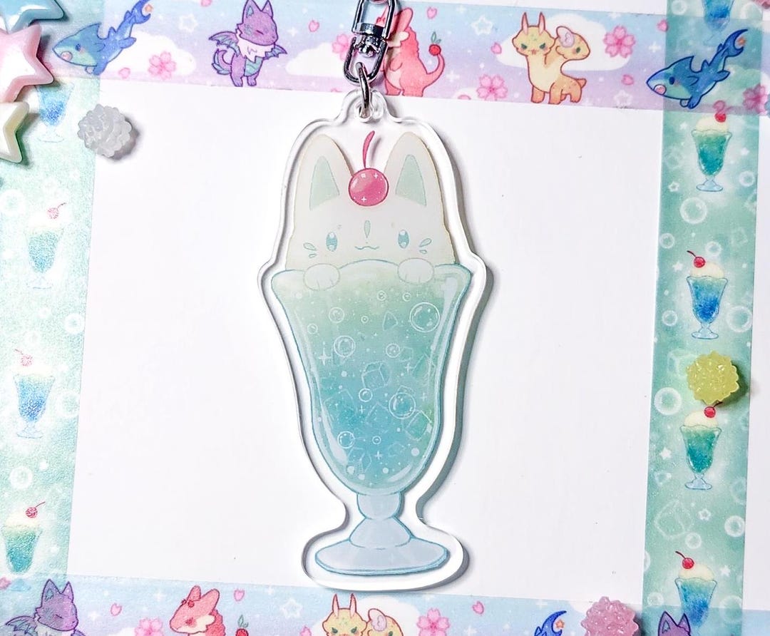 Melon Soda Fox 3" Acrylic Charm - Etsy