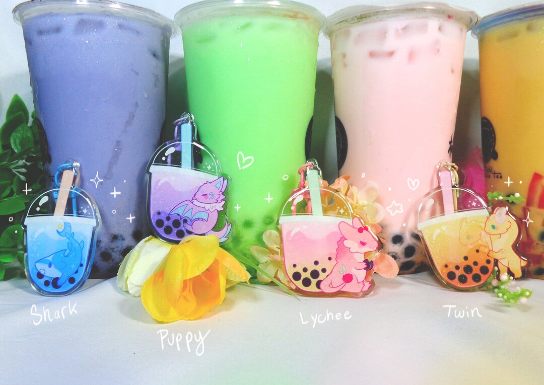 Kawaii Kaiju Bubble Tea 3 Acrylic Charm - Etsy