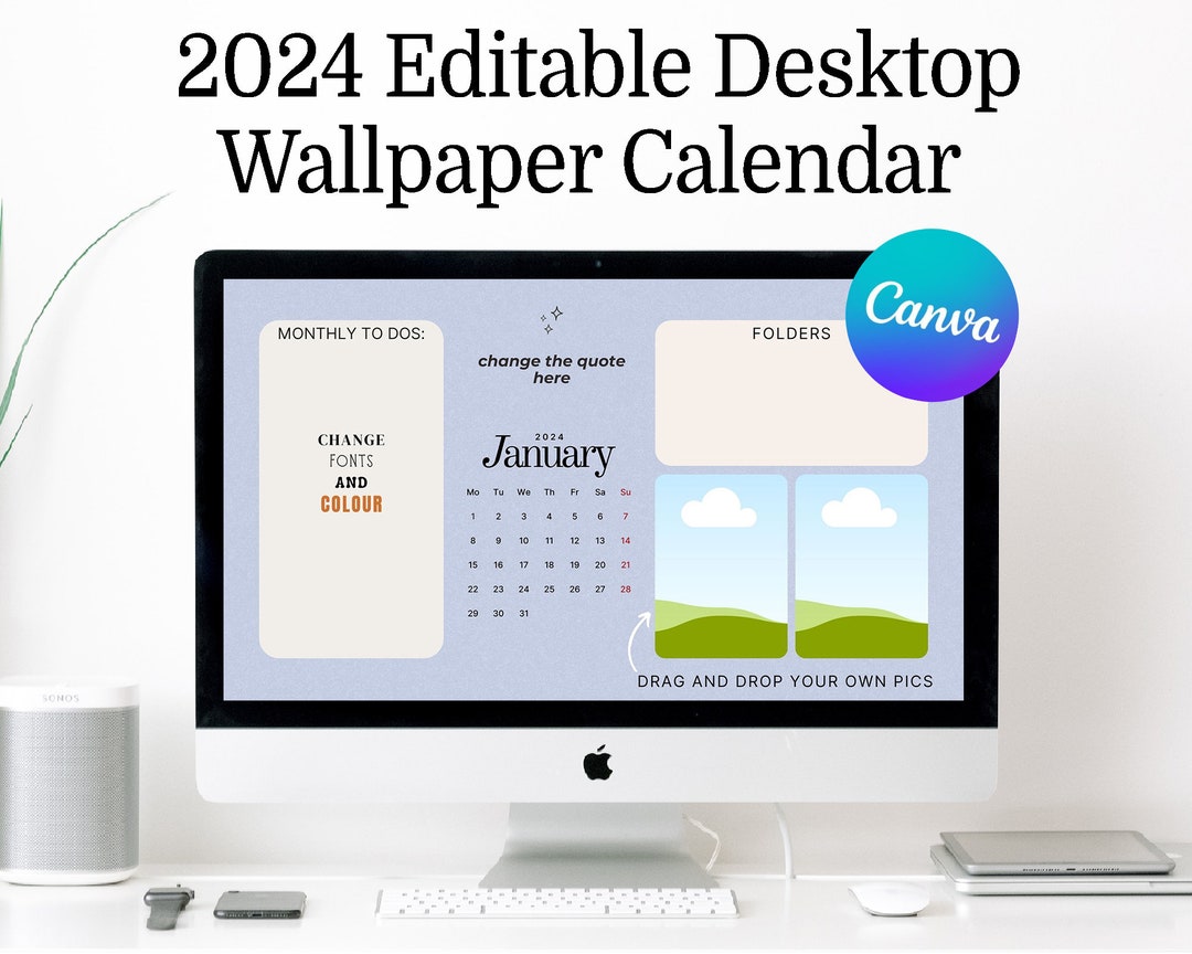 2024 Editable Desktop Wallpaper Calendar, Empowering Desktop Organiser ...