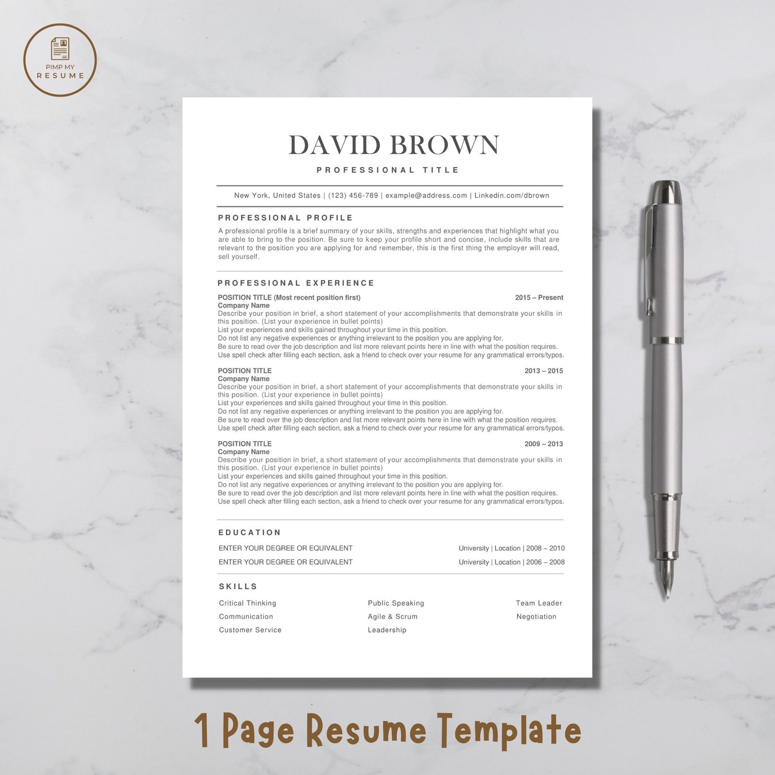 CV Template for Word | Resume Template | Microsoft Word | Simple | Easy ...