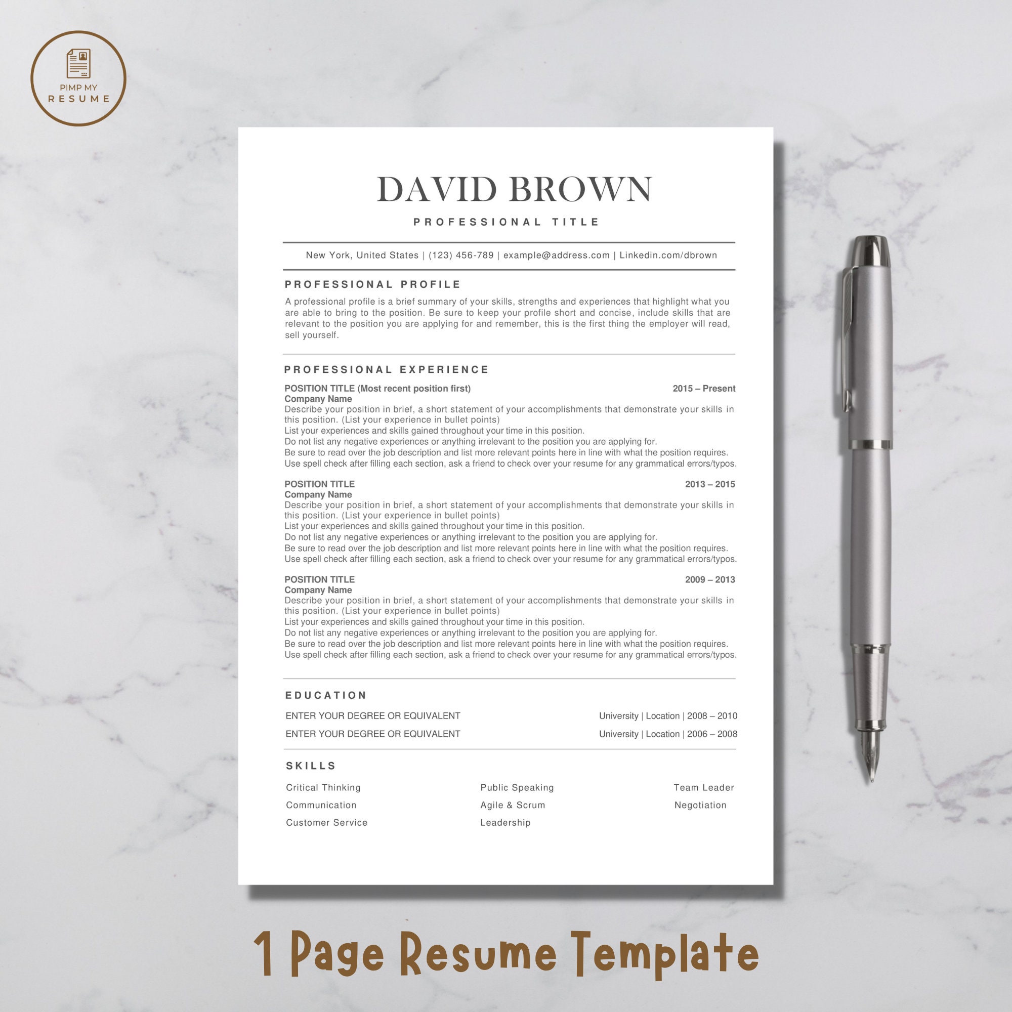 CV Template for Word | Resume Template | Microsoft Word | Simple | Easy ...