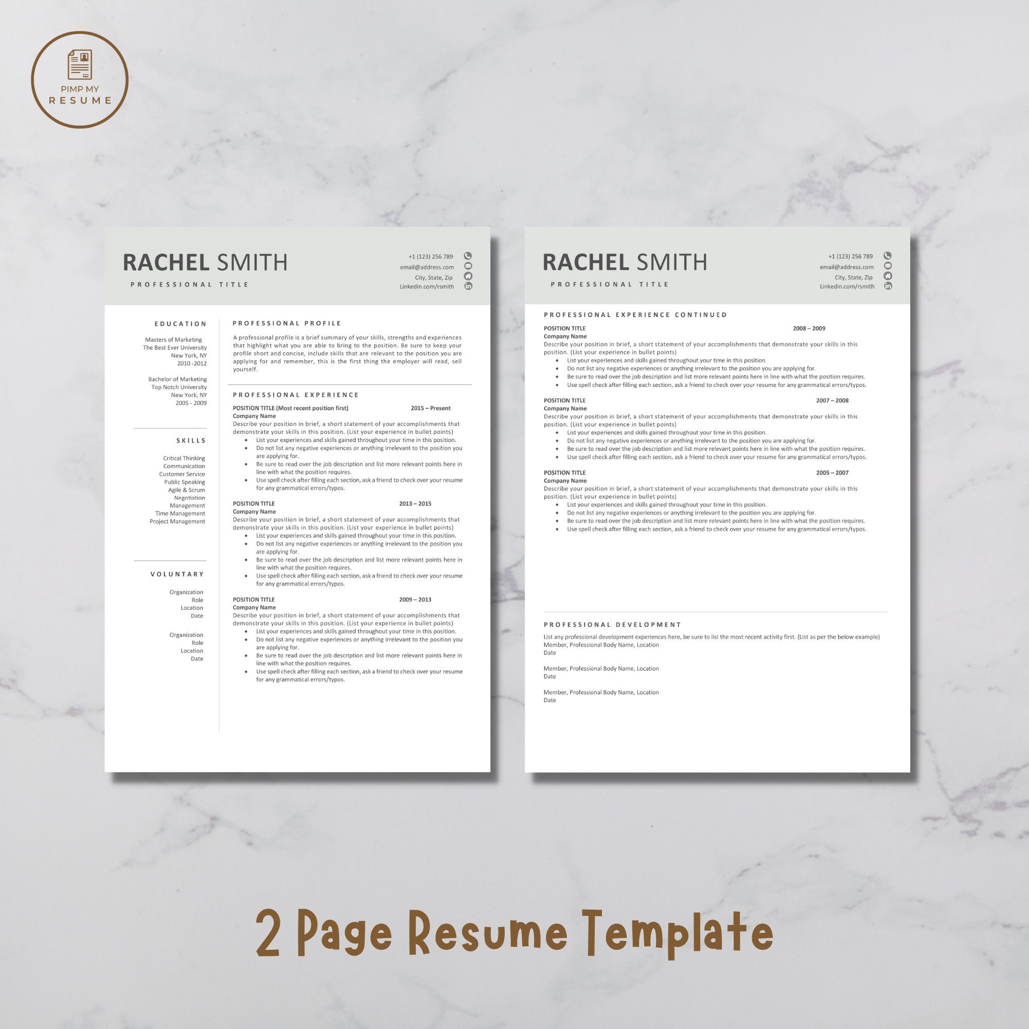 Resume Template for Word | CV Template | Microsoft Word | Simple | Easy ...
