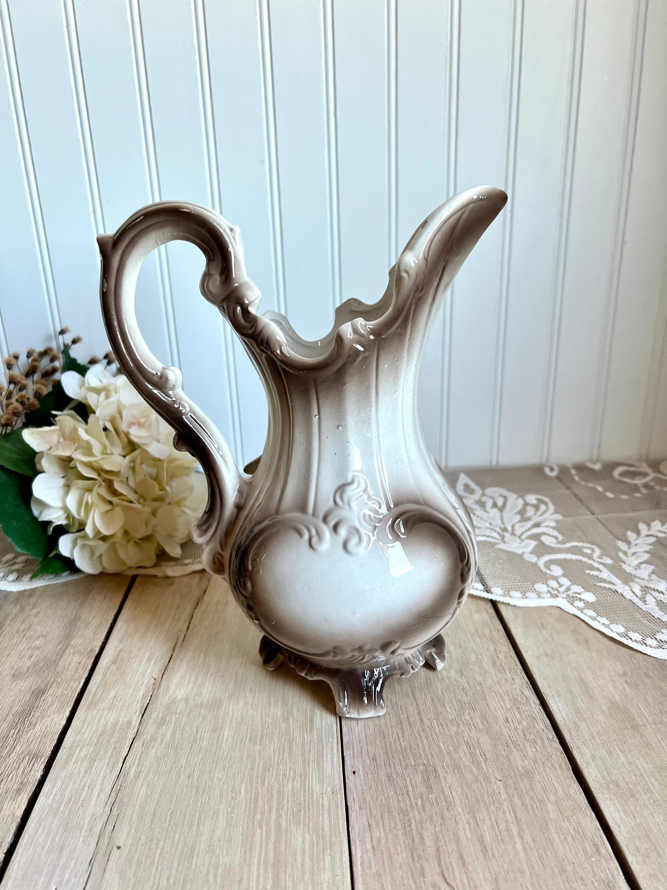 Vintage Italian Capodimonte Rose Pitcher Vase - Etsy