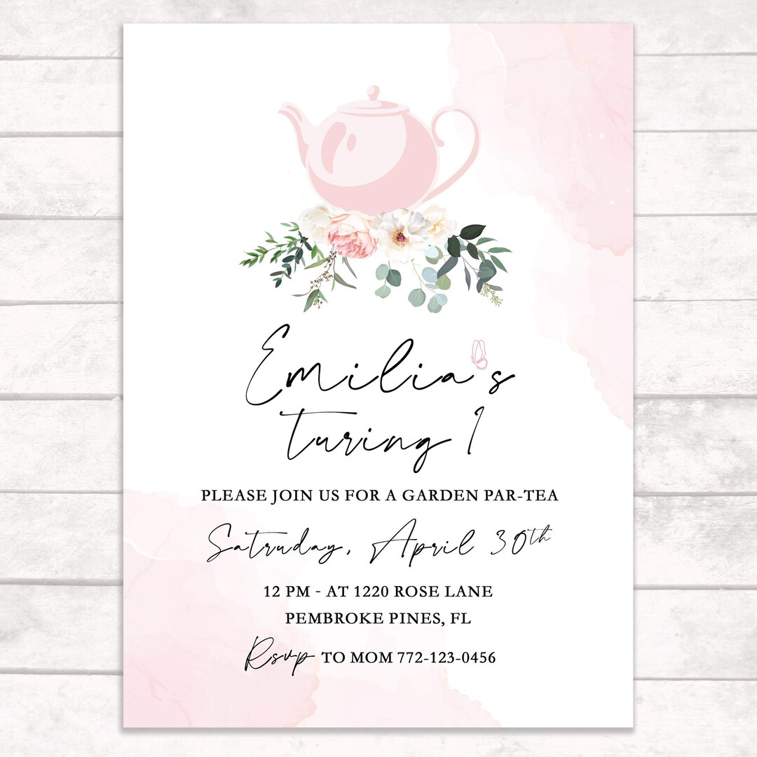 Garden Tea Party Invitation, 1st Birthday, Garden Party Invite, Tea ...