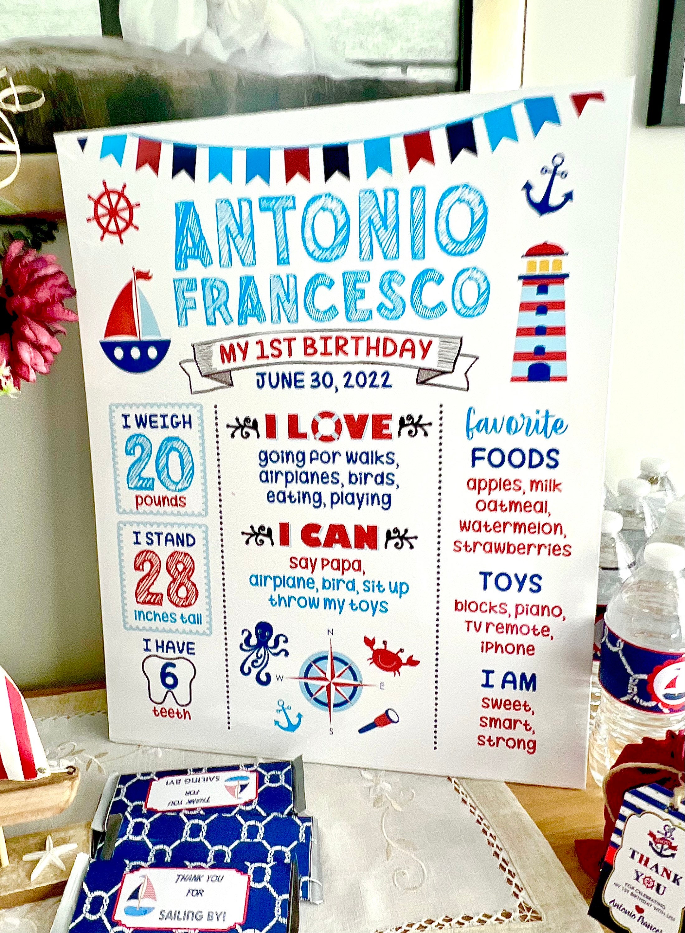 Nautical Milestone Board, 1st Birthday Nautical Board, Nautical Poster ...