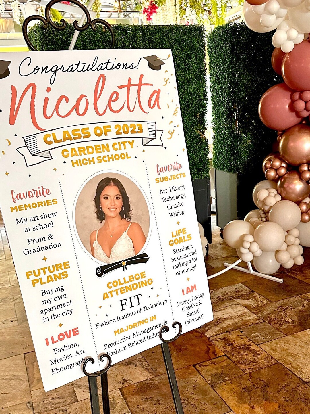 Graduation Milestone Board, High School Graduation Board, Pink Gold ...