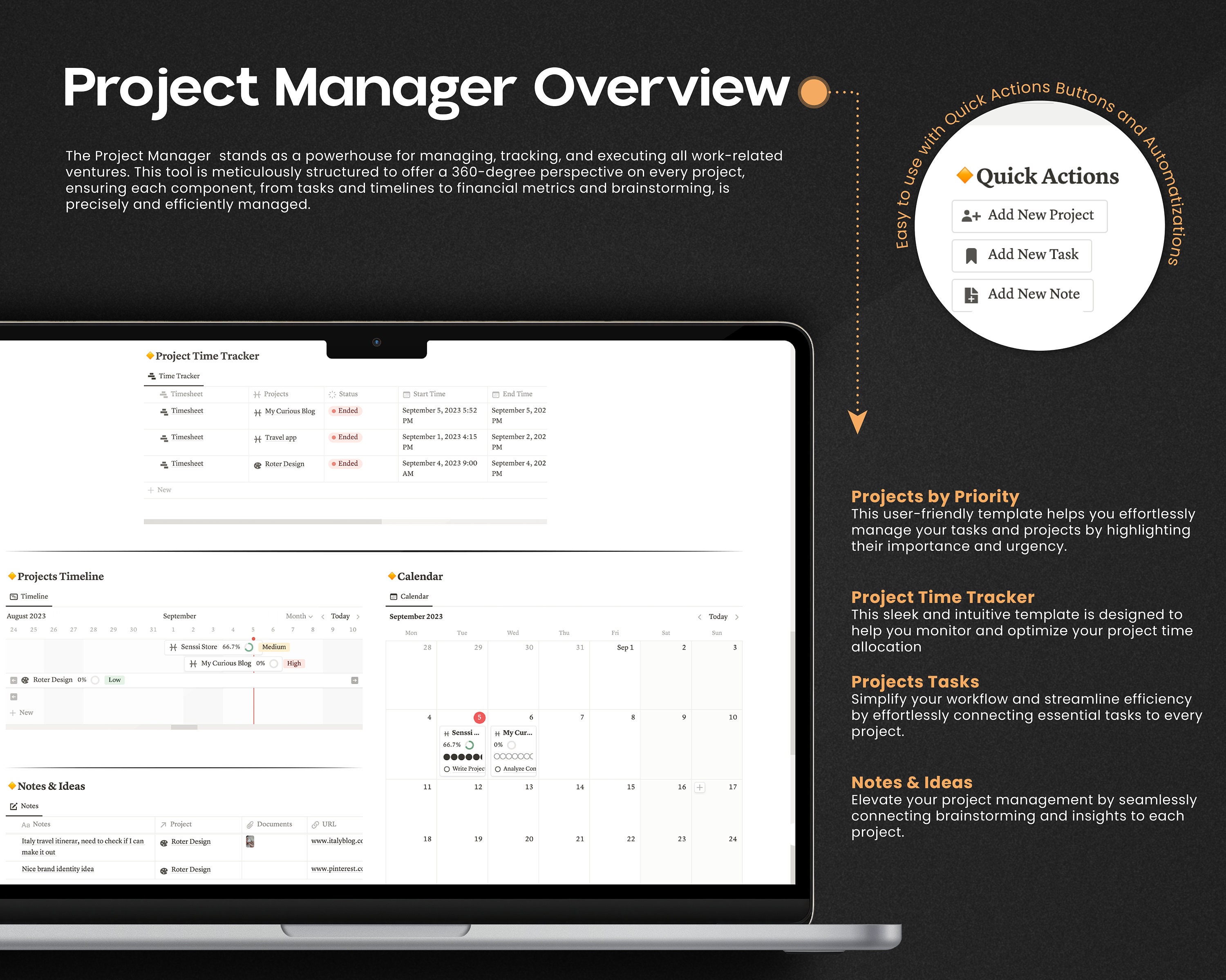 Notion Template Project Management Planner Notion Dashboard Tasks ...