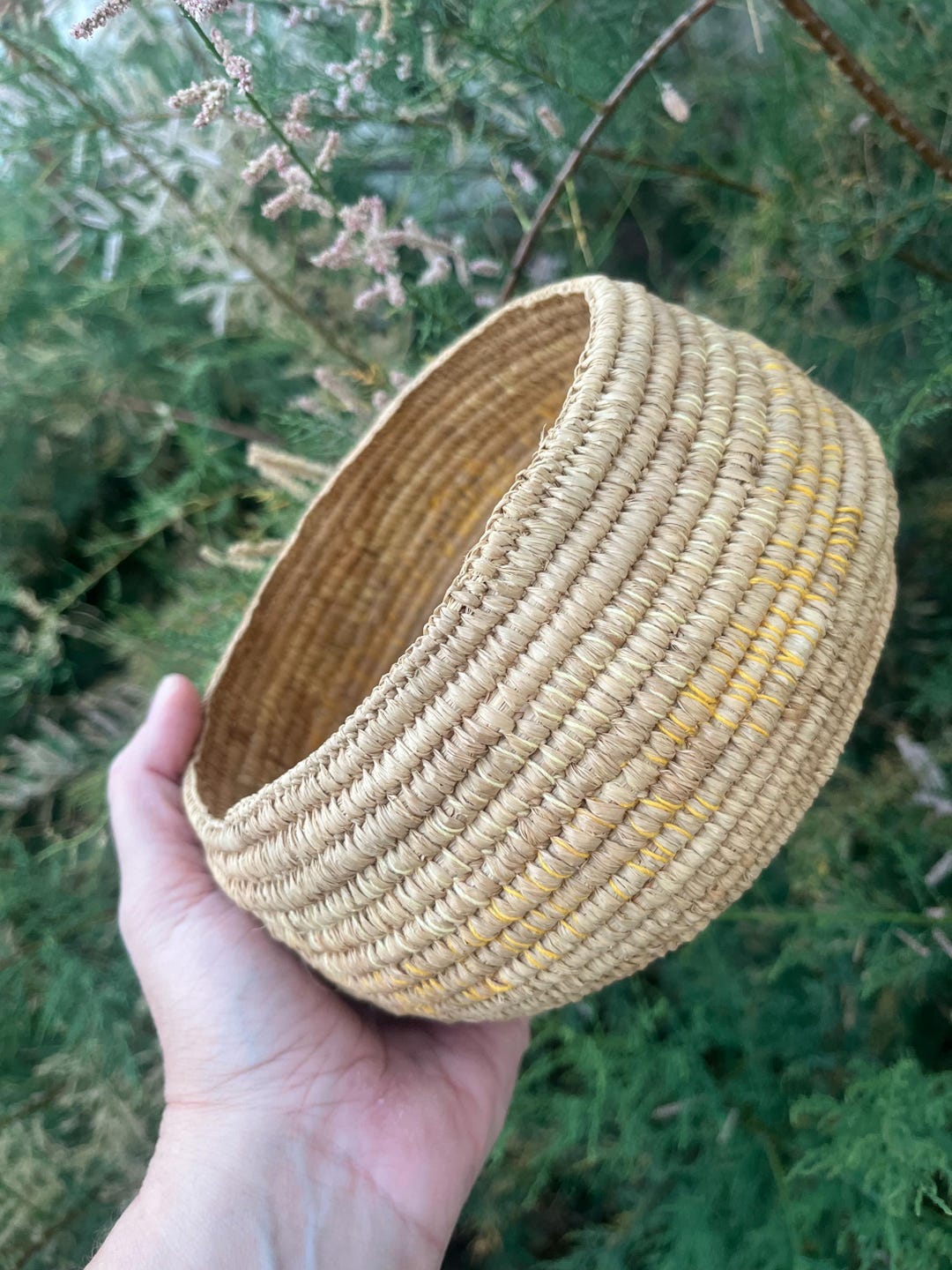 Raffia Coil Basket • Handmade Raffia Basket • “buttercup” Basket • - Etsy