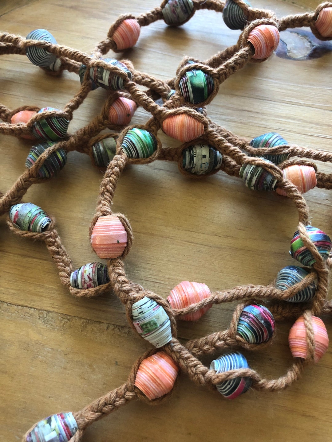 Paper Bead Garland Hippie Decor Boho Decor 6 Foot Garland - Etsy