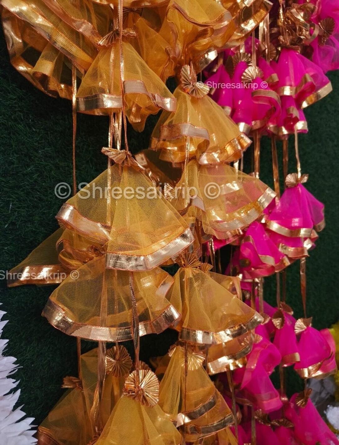 Colorful 4-ft Gota Fabric Strings With Gota Phool,haldi, Mehndi, Indian ...