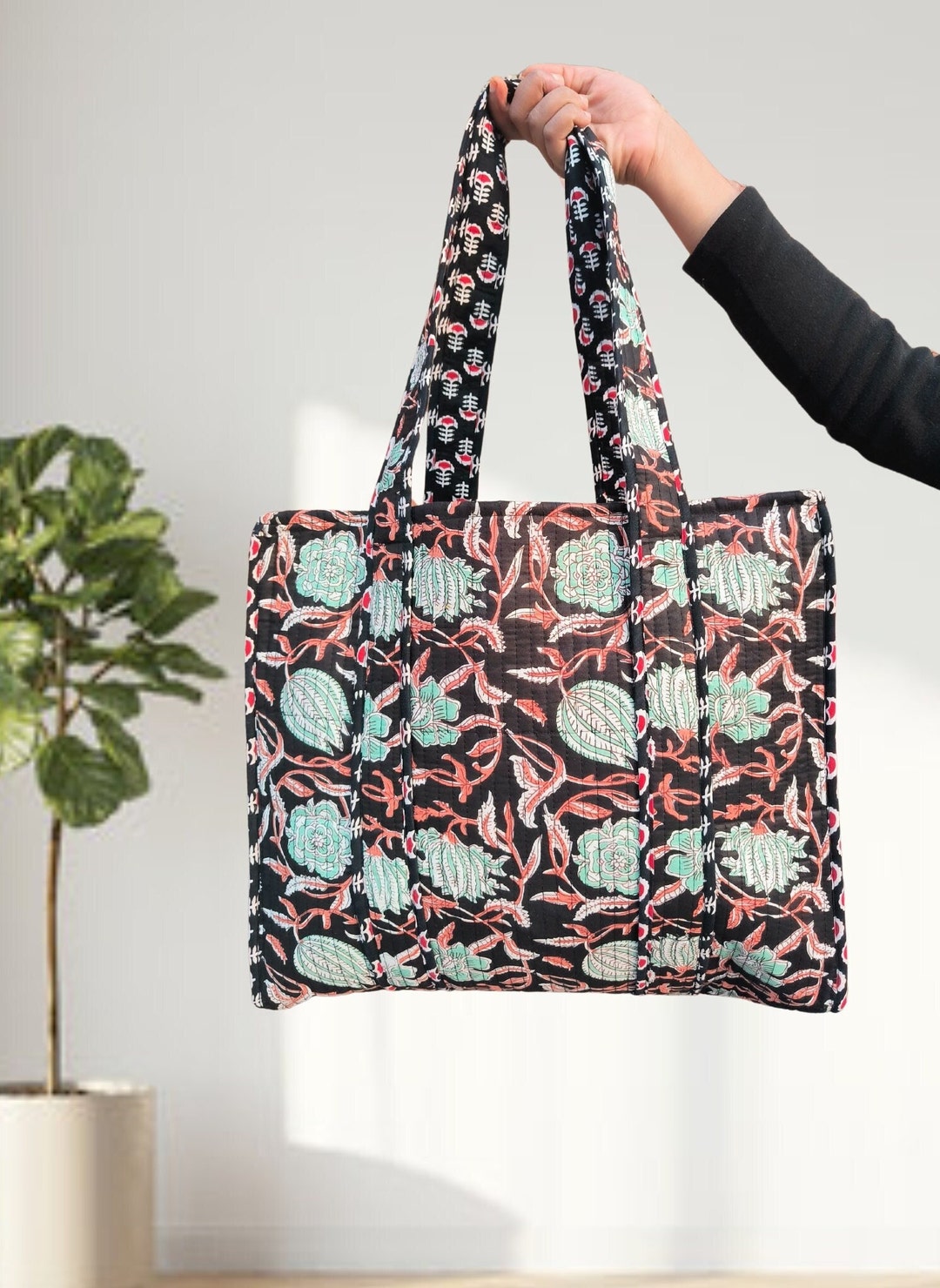 Assorted Quilted Duffle Bags,boho Blossoms Reversible Strong Tote Bag ...