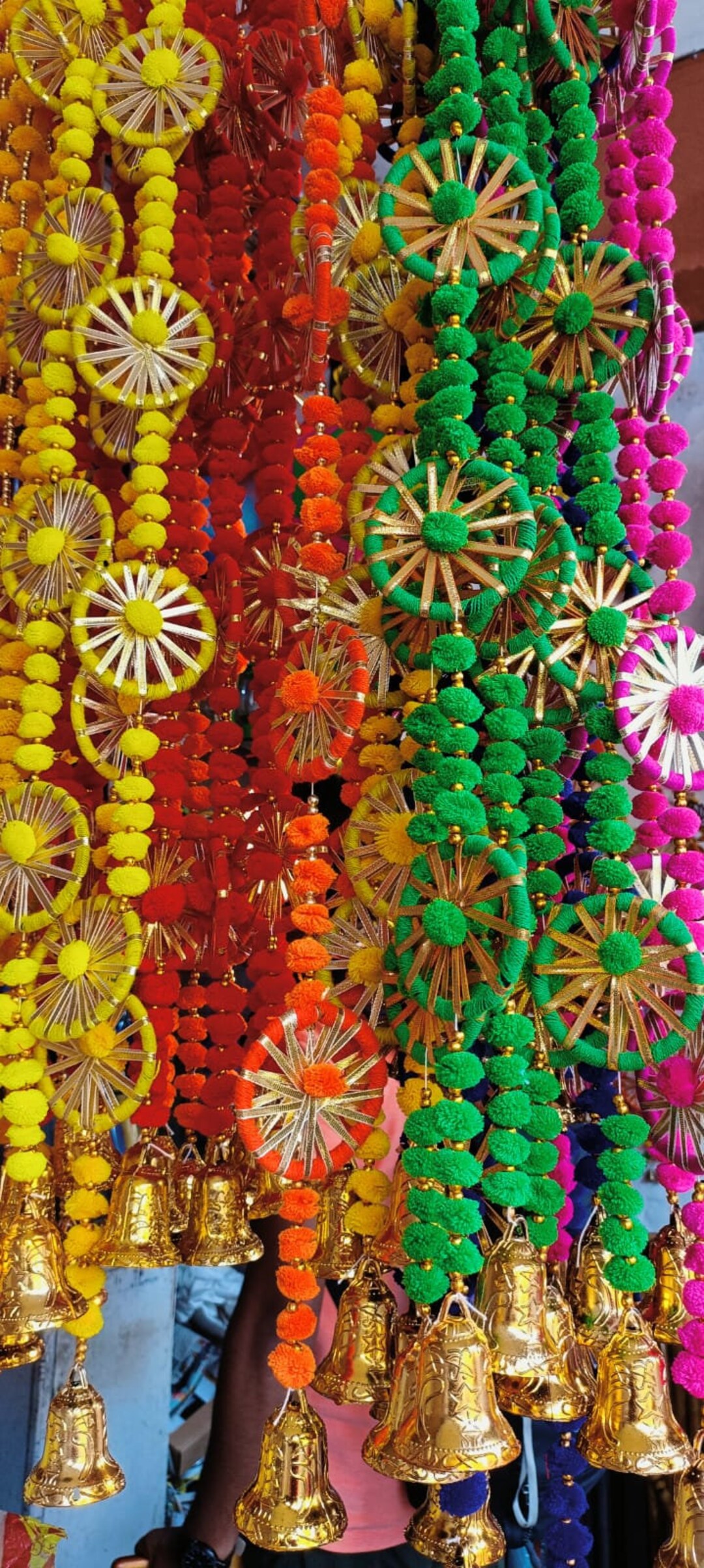 Assorted Garland Diwali Backdrop Pompom Bell Stringhandmade - Etsy