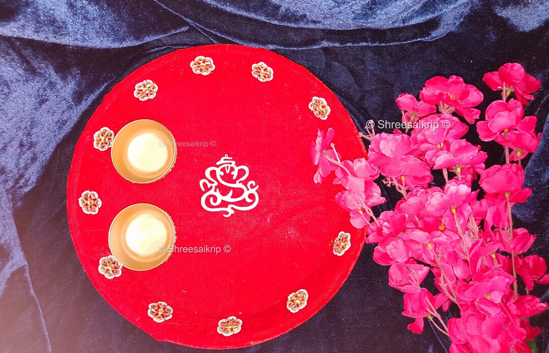 Ganpati Pooja Thali Temple, Haldi Mehndi Thali, Decorative Plate ...