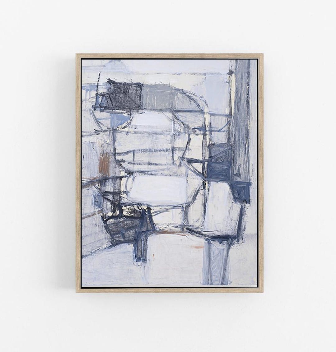 SMALL NEUTRAL PAINTING- Small Blue Art- Blue Painting- Small Space ...
