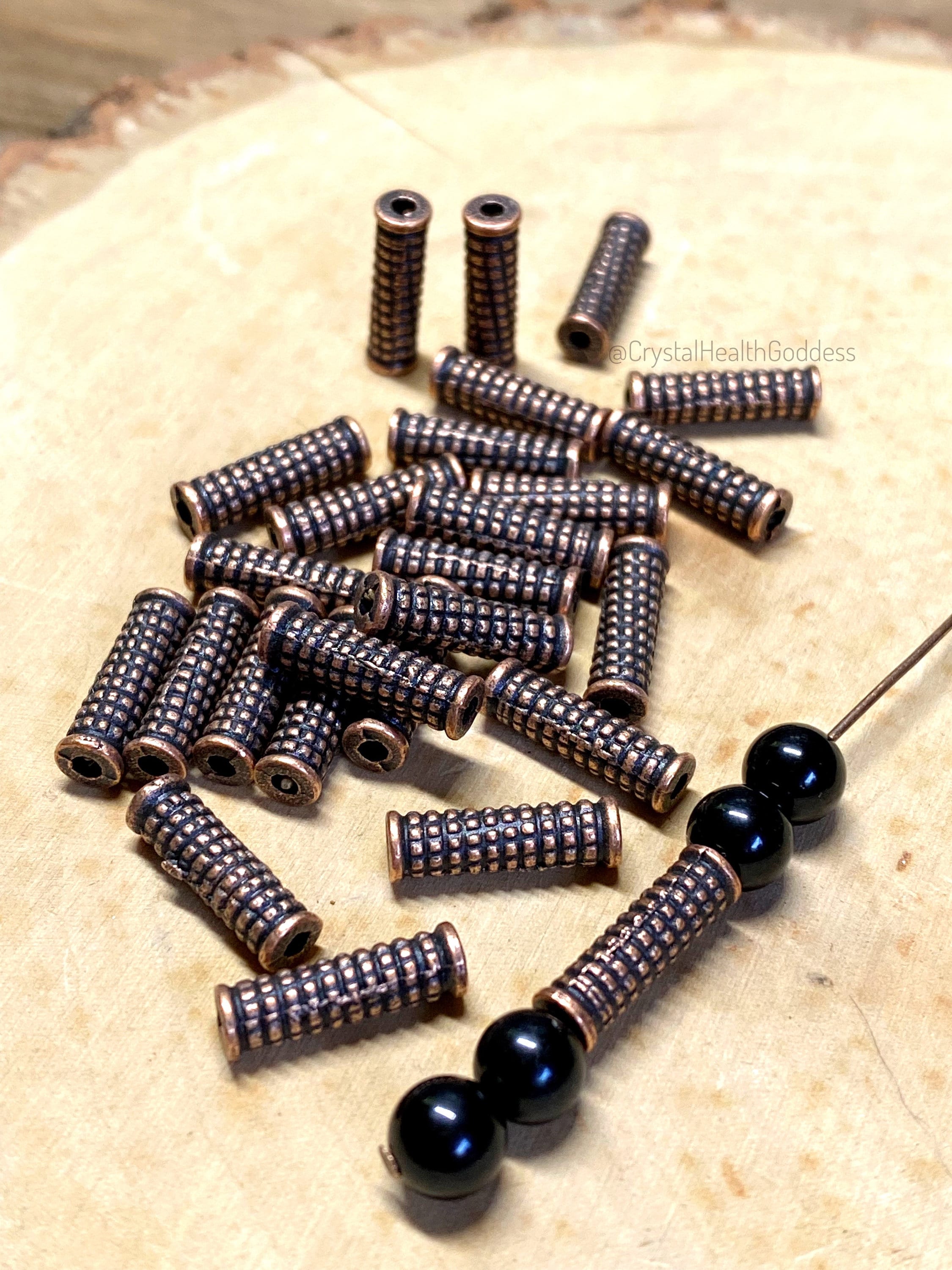Antique Copper Bali Tube Column Beads - Etsy