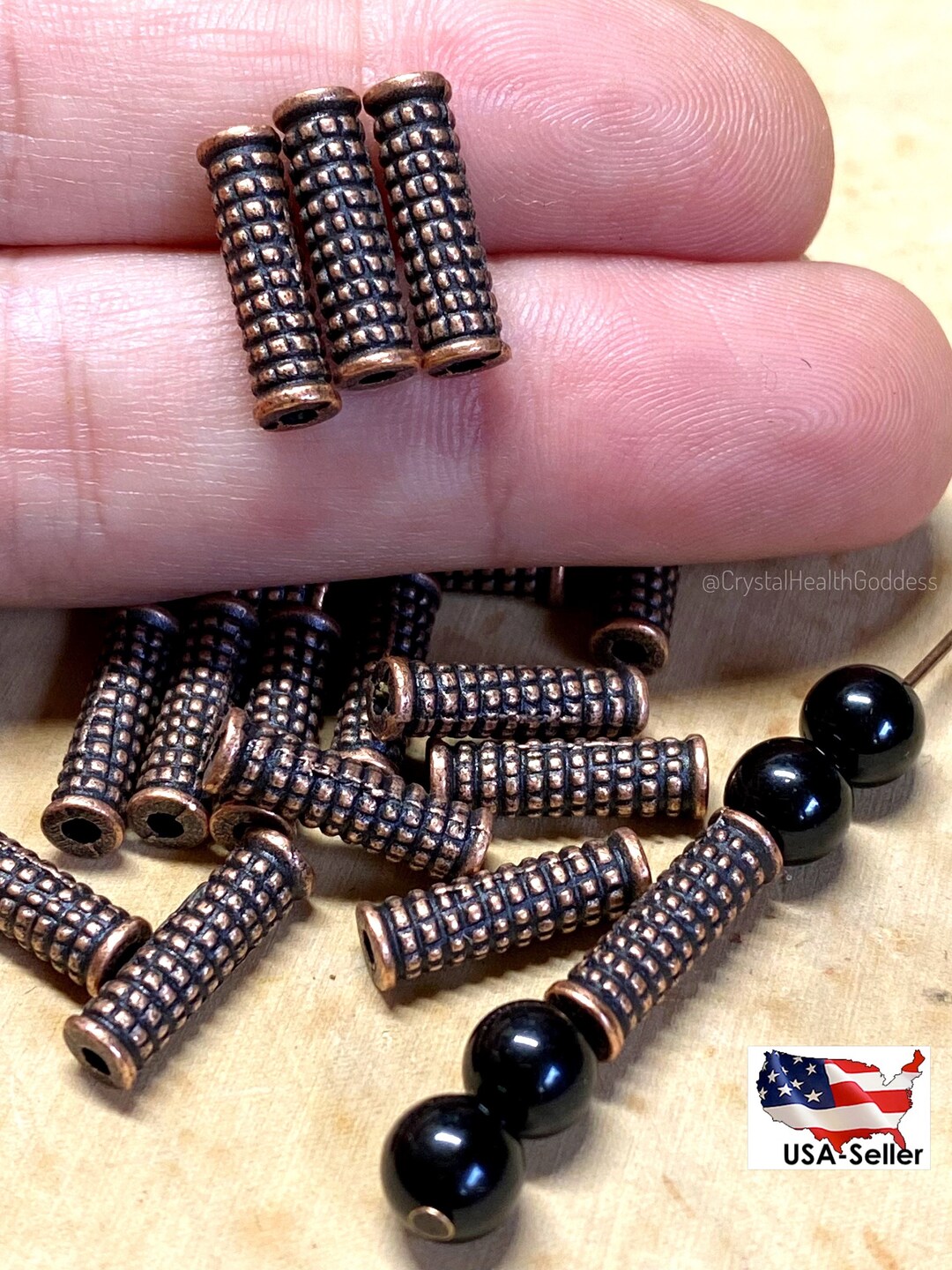 Antique Copper Bali Tube Column Beads - Etsy