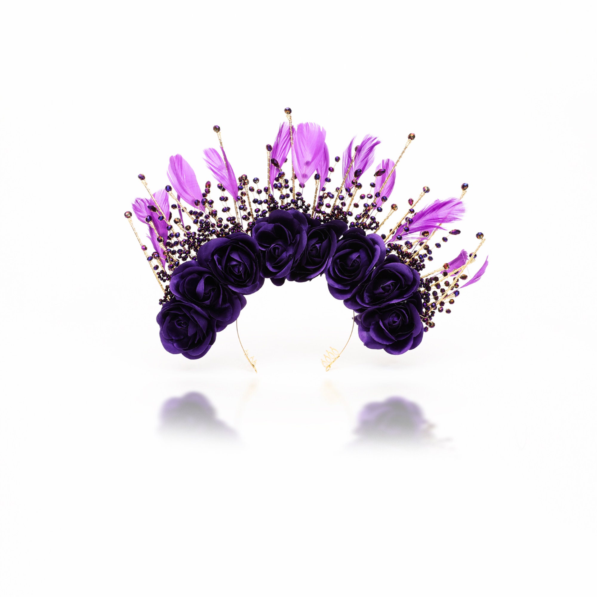 Rose Detailed Feathered Queen Crown Royal Crown Party - Etsy