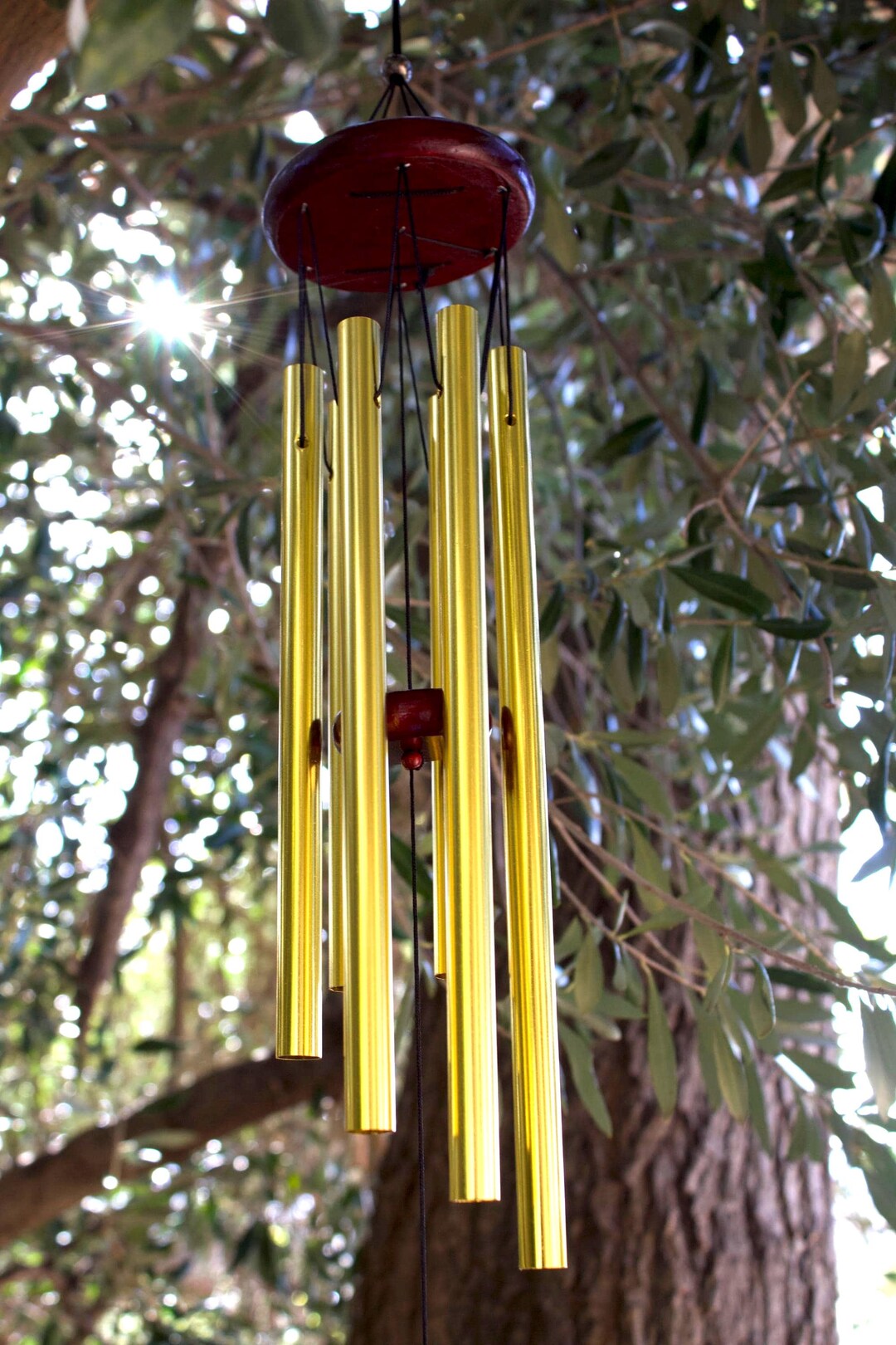 Large Rustic Golden Wind Chimes, Metal Multi-tube Wind Chime With Bell ...