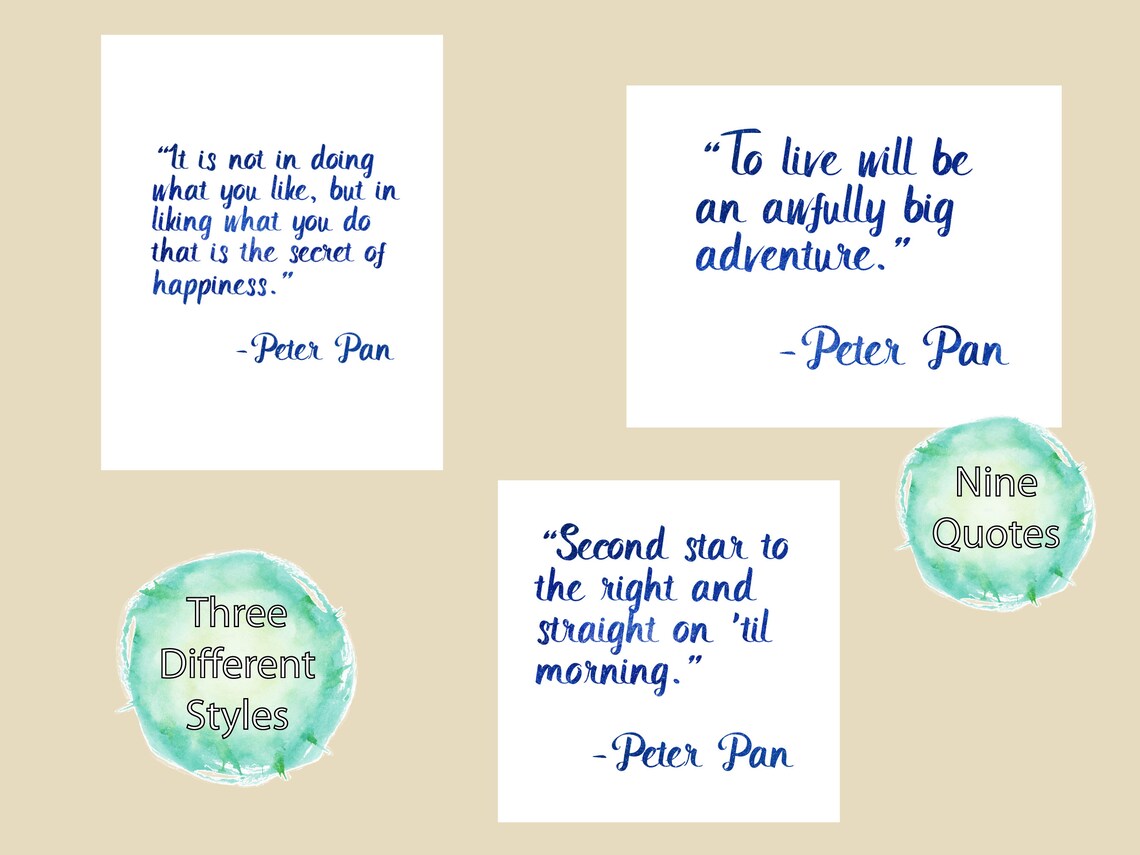 23 INSTANT PRINT Peter Pan Nursery Prints DOWNLOADABLE Neverland ...