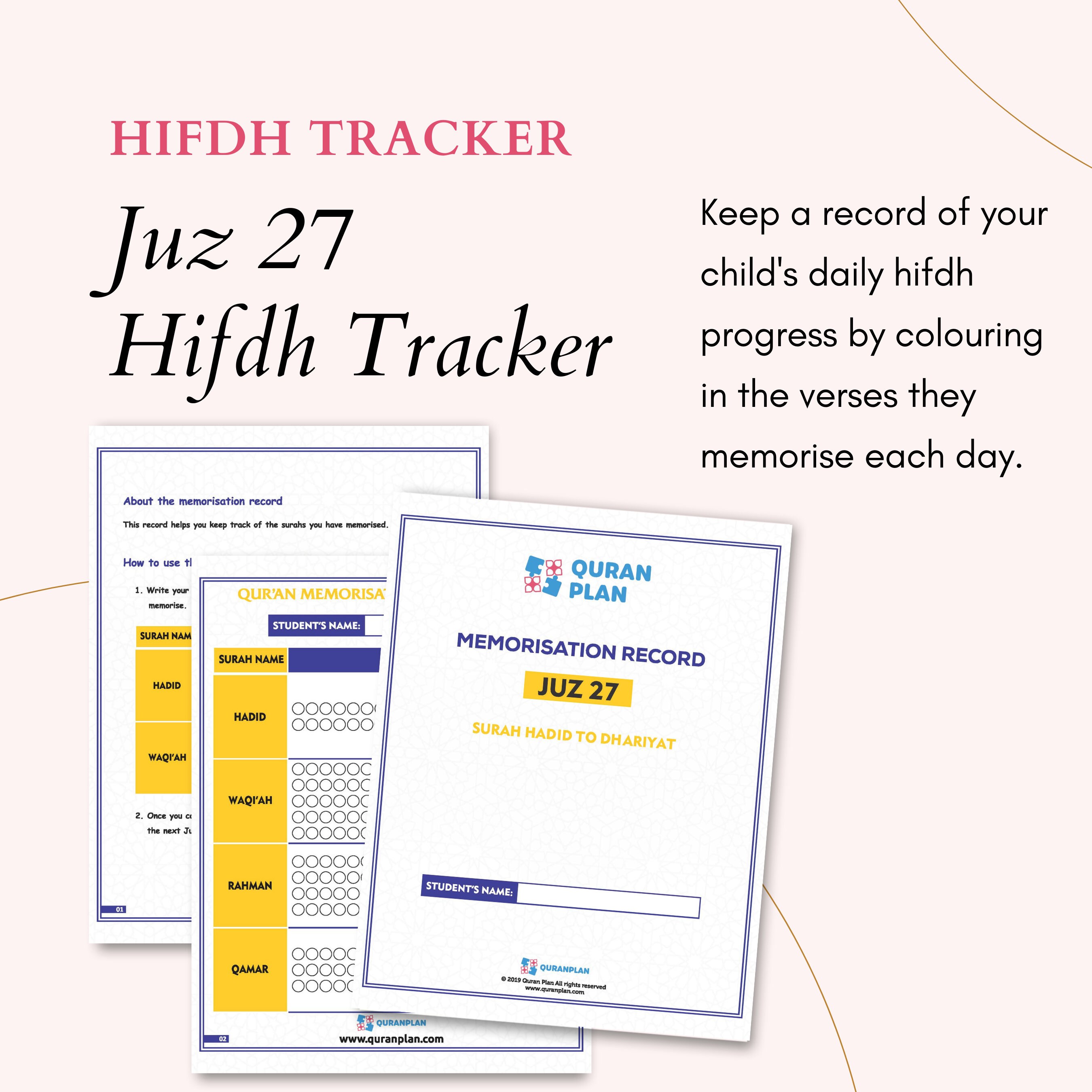 Hifdh Quran Memorisation Tracker Juz 27 | Printable Hifz Planner - Etsy