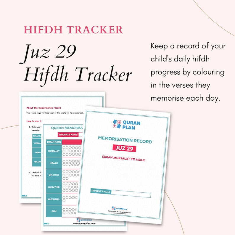 Hifdh Quran Memorisation Tracker Juz 29 | Printable Hifz Planner - Etsy