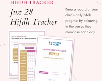 Hifdh Quran Memorisation Tracker Juz 30 | Printable Hifz Planner - Etsy