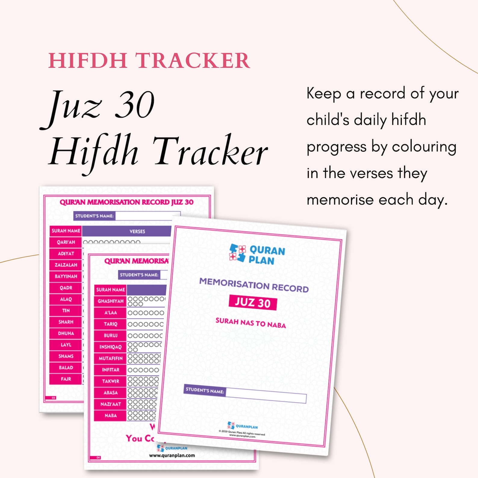 Hifdh Quran Memorisation Tracker Juz 30 | Printable Hifz Planner - Etsy