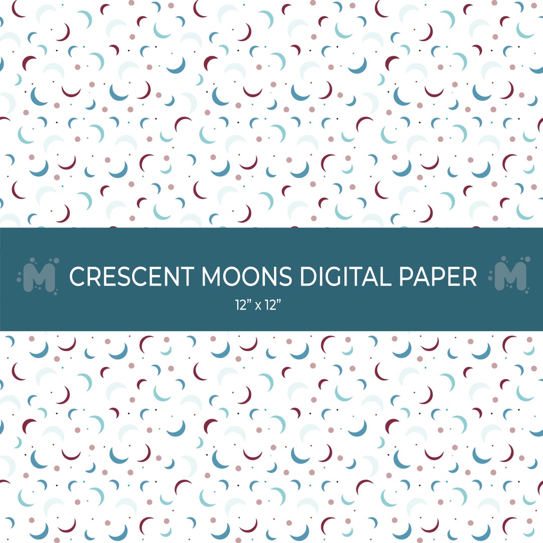 Cute Moon Background Digital Paper Crescent Moon Seamless - Etsy
