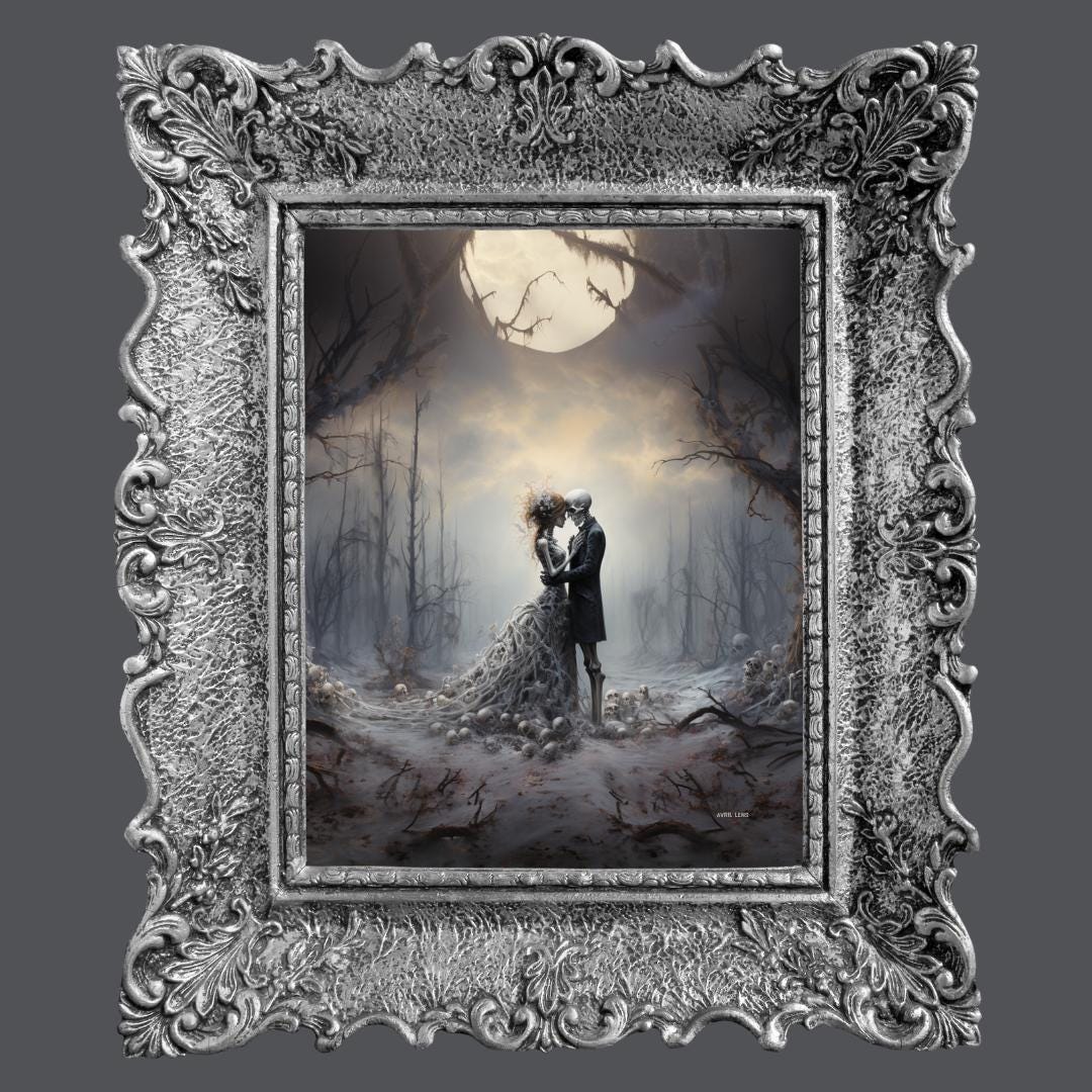 Gothic Skeleton Couple Art Print: Dark Romantic Victorian Poster (11" X ...