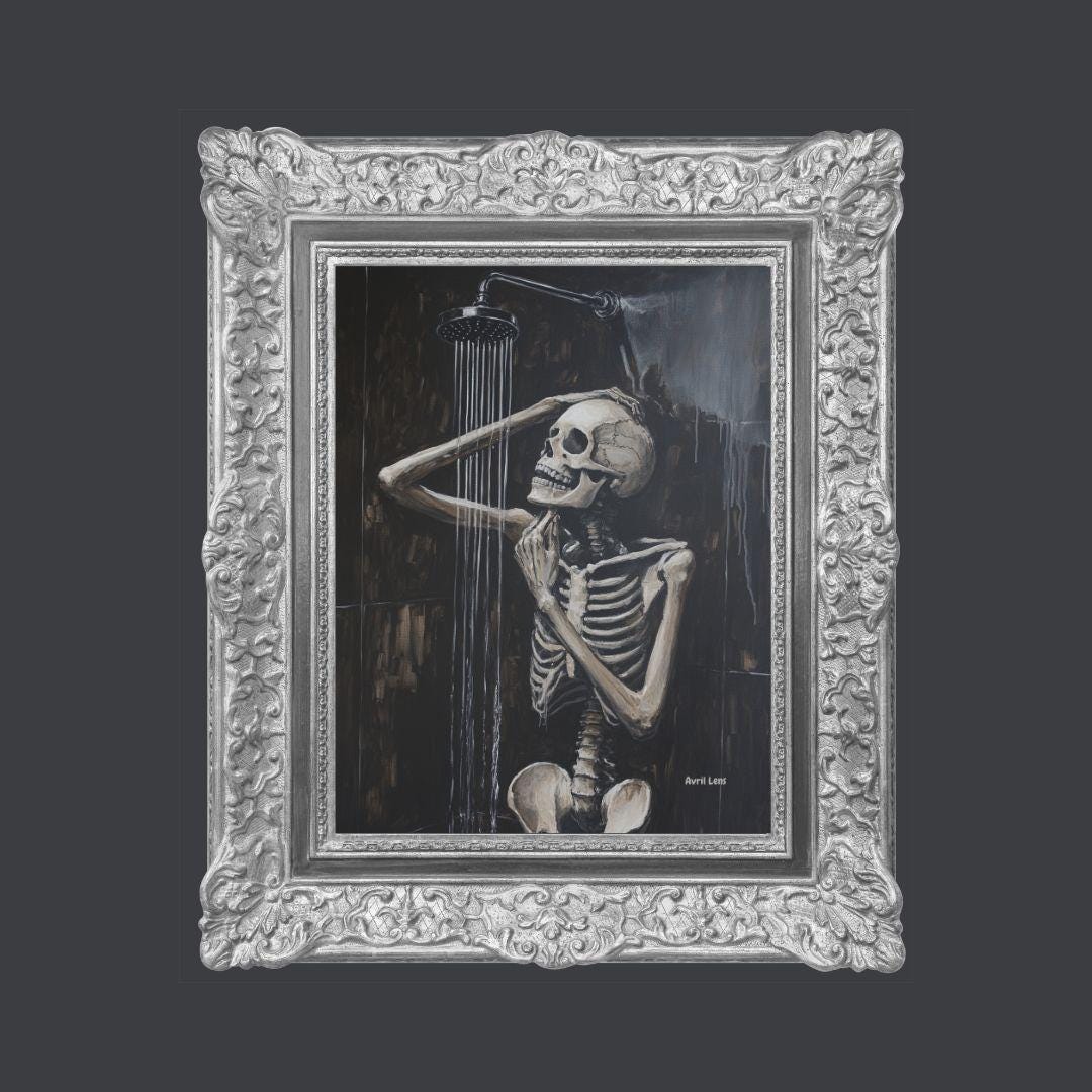 Skeleton in the Shower Print: Gothic Bathroom Decor (11" X 14") - Etsy