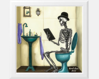 Skeleton Bathroom Painting - Etsy