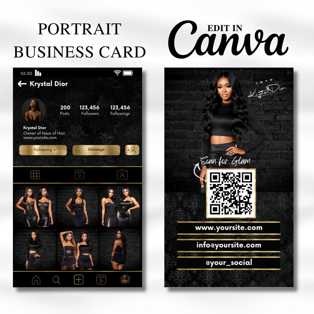 Hair Extension Business Card Template: Salon Wig Design (digital ...