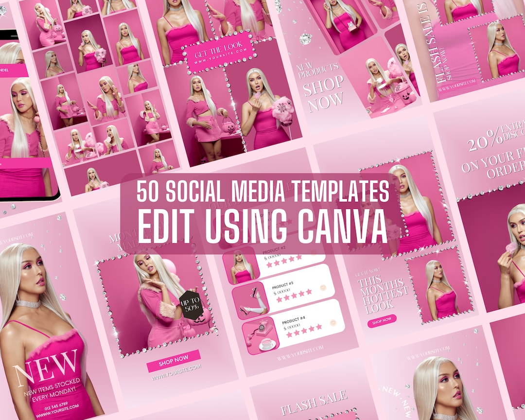 Pink Social Media Set - Etsy