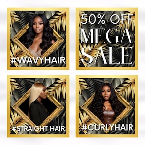DIY Hair Website Banner Kit| Shopify Hair Extensions or Wig Boutique ...