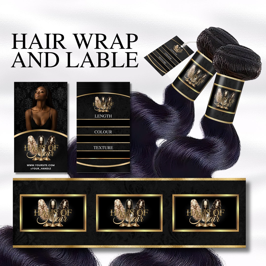 Hair Wraps and Hair Tag Template for Hair Extensions, Hair Bundles ...